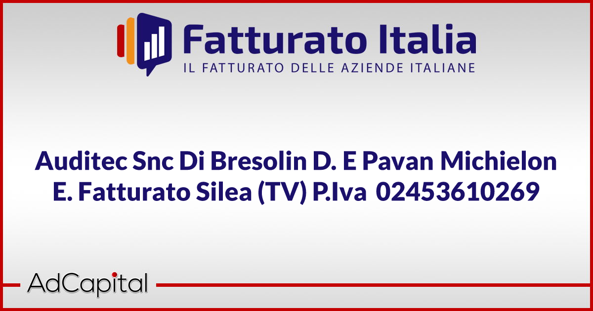 Auditec Snc Di Bresolin D. E Pavan Michielon E. Fatturato Silea (TV) P.Iva 02453610269